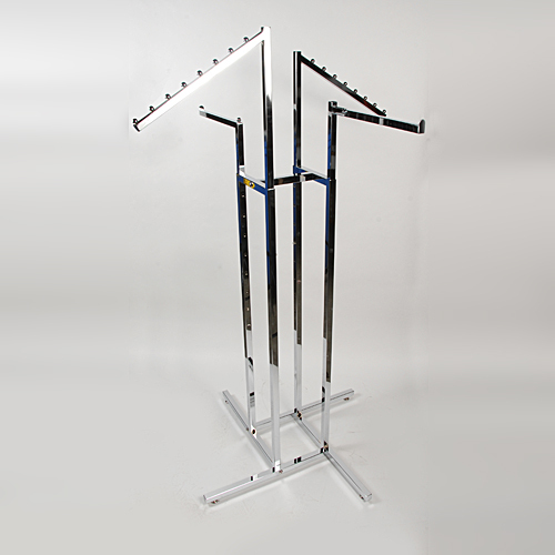4 ARM RACK CHROME 2 STRAIGHT 2 SLANT - Matthews Store Fixtures & Shelving