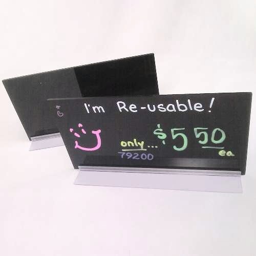 BLACK ACRYLIC SIGN BOARD W/ BASE 6"X12" - Matthews Store Fixtures ...