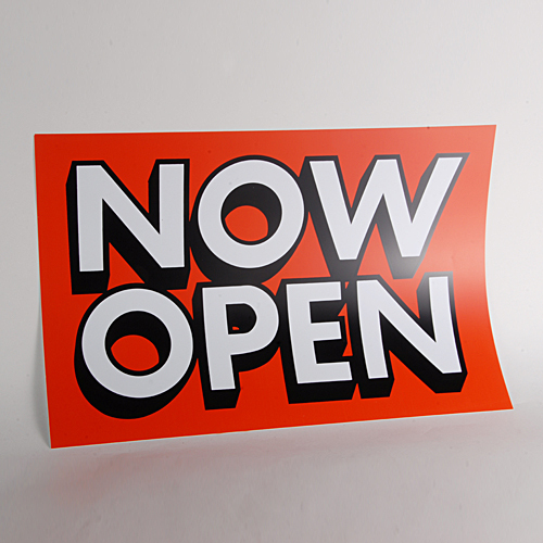 NOW OPEN ORANGE SIGN - Matthews Store Fixtures & Shelving