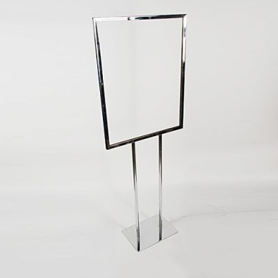 FREESTANDING 22X28 CHROME SIGN HOLDER - Matthews Store Fixtures & Shelving